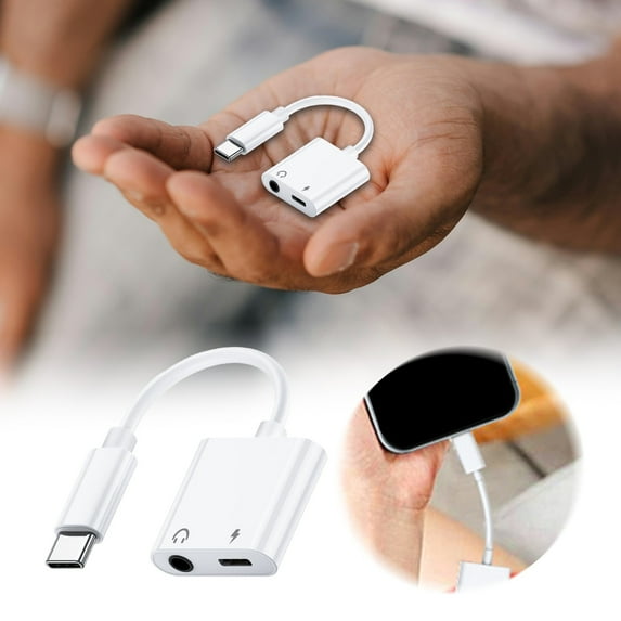 2-in-1 USB C to USB C and 35mm Audio Jack Adapter PD Fast Charging ...