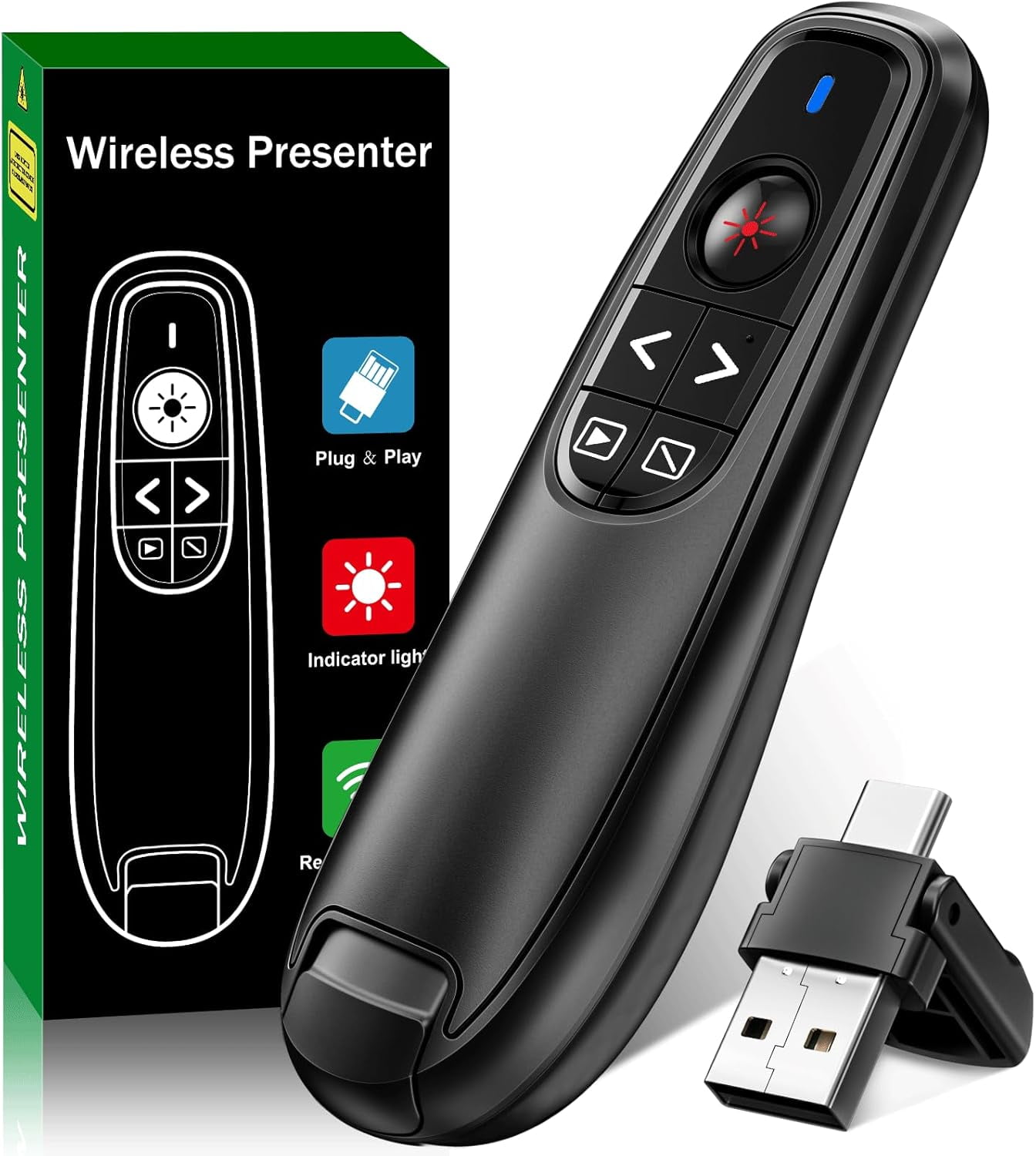 2-in-1 USB Type C Presentation Clicker, Wireless Presentation Clicker ...