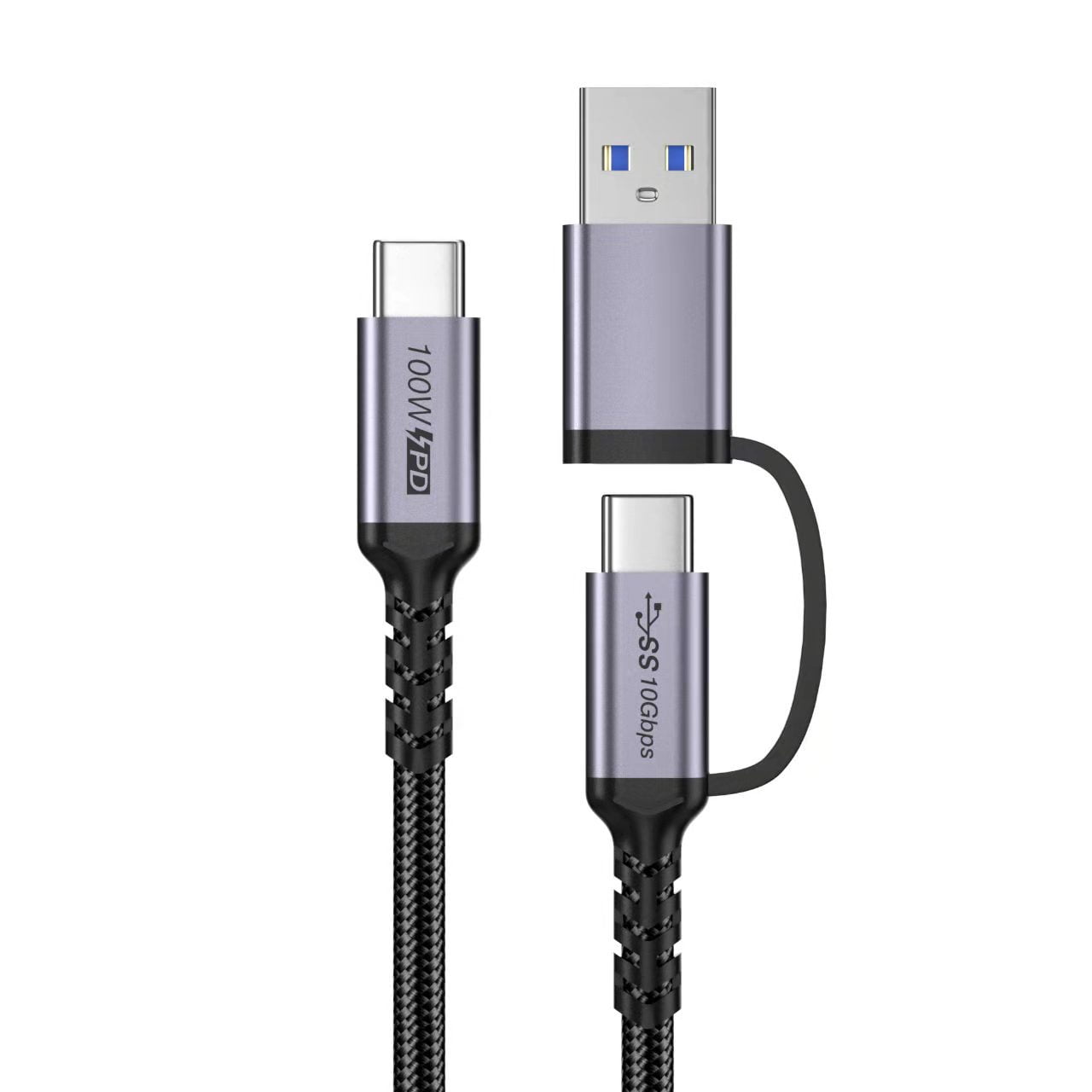 2 in 1 USB3.0 10Gbps USB C/A to Type-C ThunderBolt 3 Data Cable 4K@60Hz ...