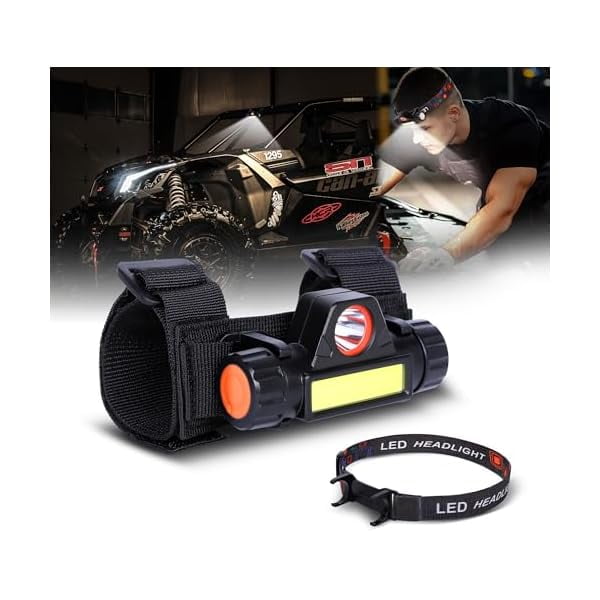 2-in-1 UTV Dome Light with Headlamp Strap, 1200mAh Rechargeable LED ...
