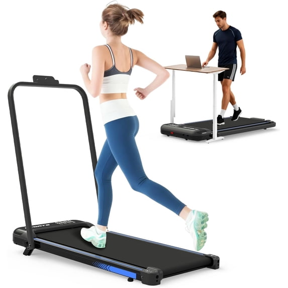 2-in-1 Under Desk Treadmill with Handle, Portable Walking Pad with ...