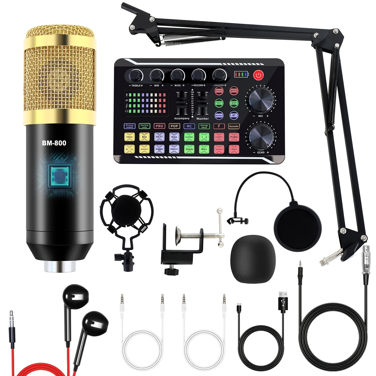 2-in-1 V8S Black Professional Home Studio Recording Kit with DJ Mixer ...