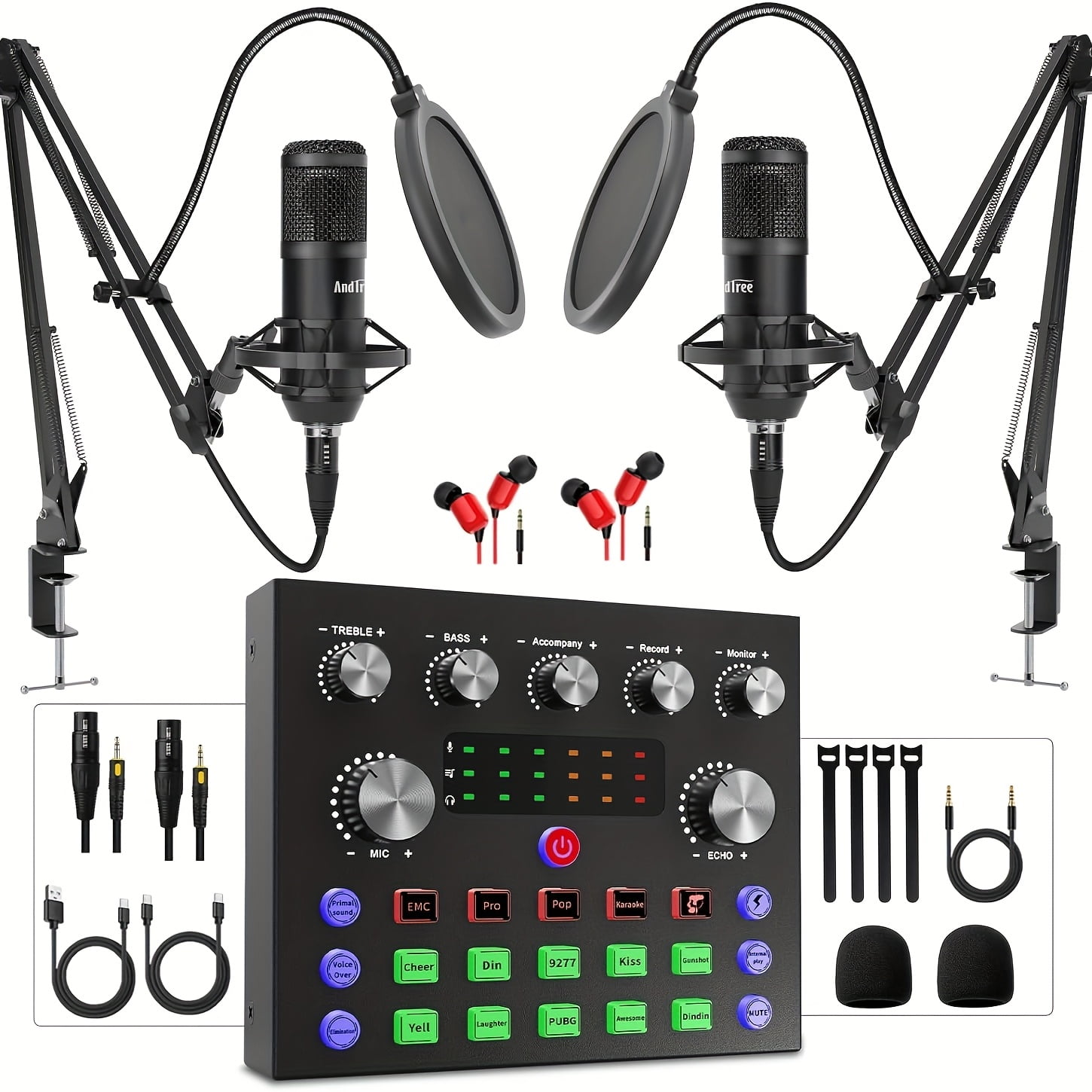 2-in-1 V8S Black Professional Home Studio Recording Kit with DJ Mixer ...