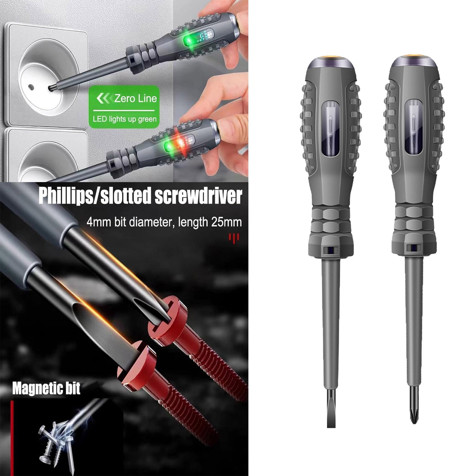2-in-1 Voltage Tester Pen & Electric Screwdriver, Non-Contact Live/Zero ...