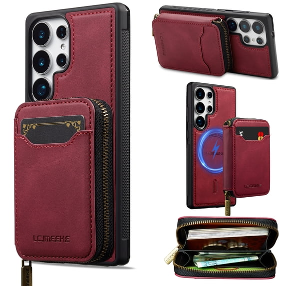 2-in-1 Wallet Case for Samsung Galaxy S24 Ultra, PU Leather + TPU Cover ...