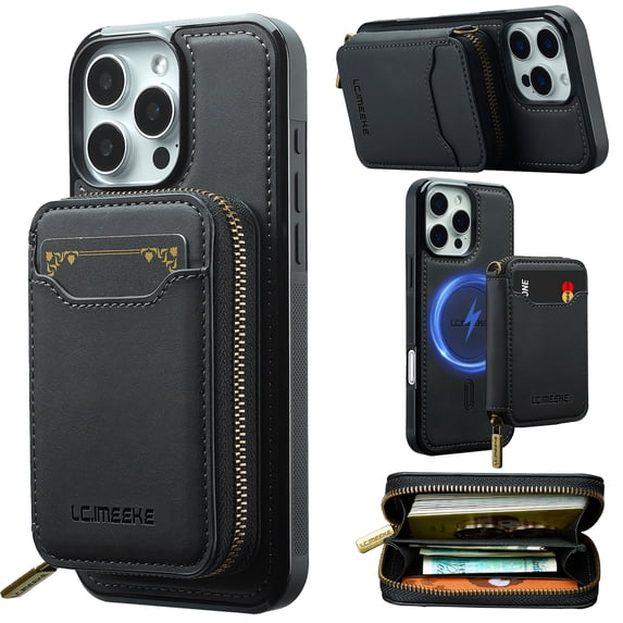2-in-1 Wallet Case for iPhone 13 Pro, PU Leather + TPU Cover with ...
