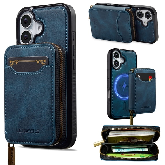2-in-1 Wallet Case for iPhone 17, PU Leather + TPU Cover with ...