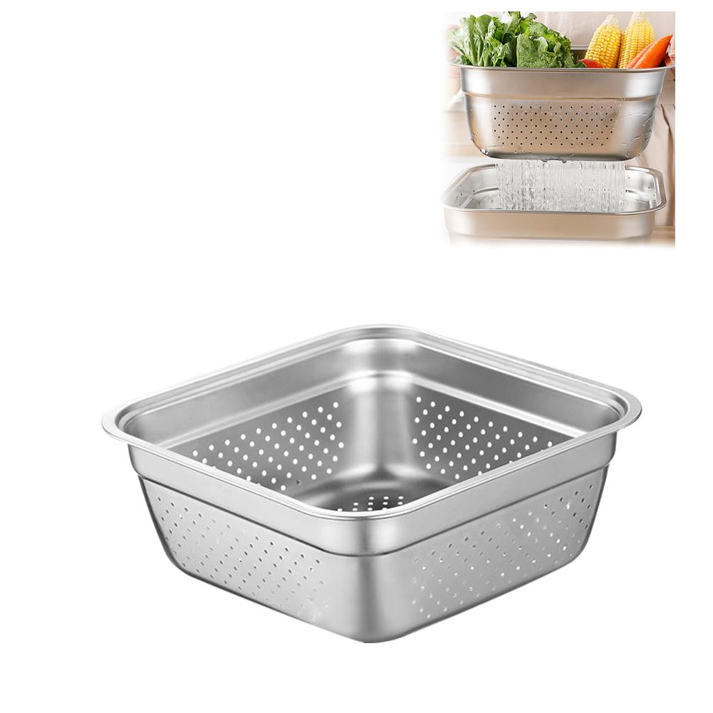 2-in-1 Washing Up Bowl, Stainless Steel Dish Tub with Colander, Fruit ...