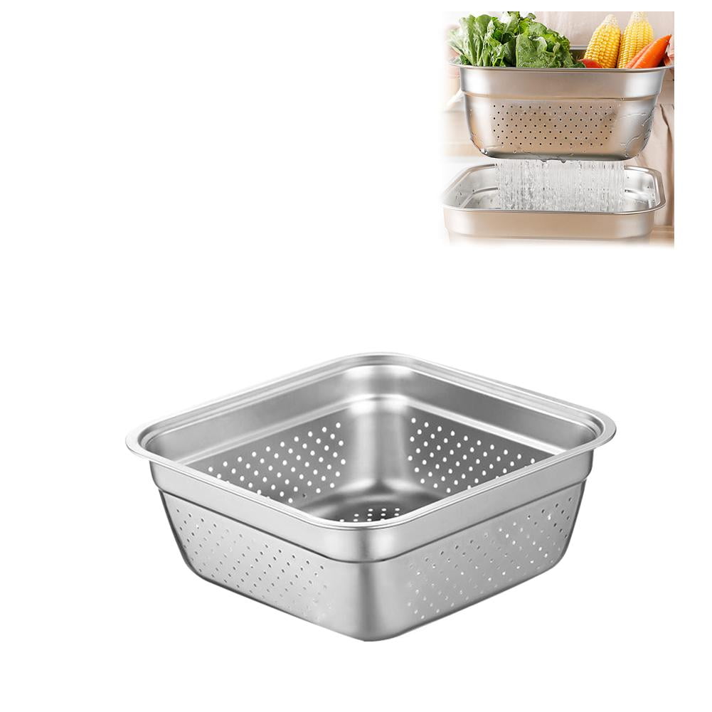 2-in-1 Washing Up Bowl, Stainless Steel Dish Tub with Colander, Fruit ...