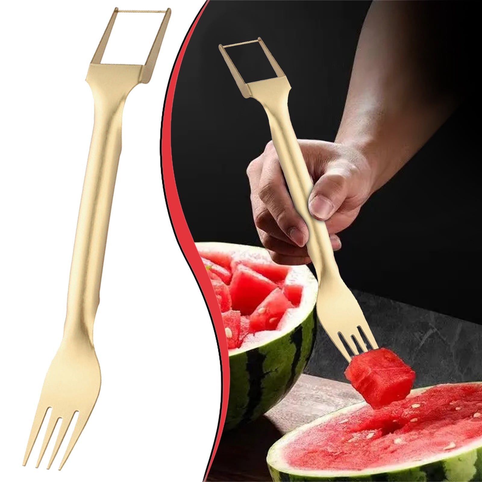 2-in-1 Watermelon Cutter and Fork Combo, Stainless Steel Fruit Slicer ...