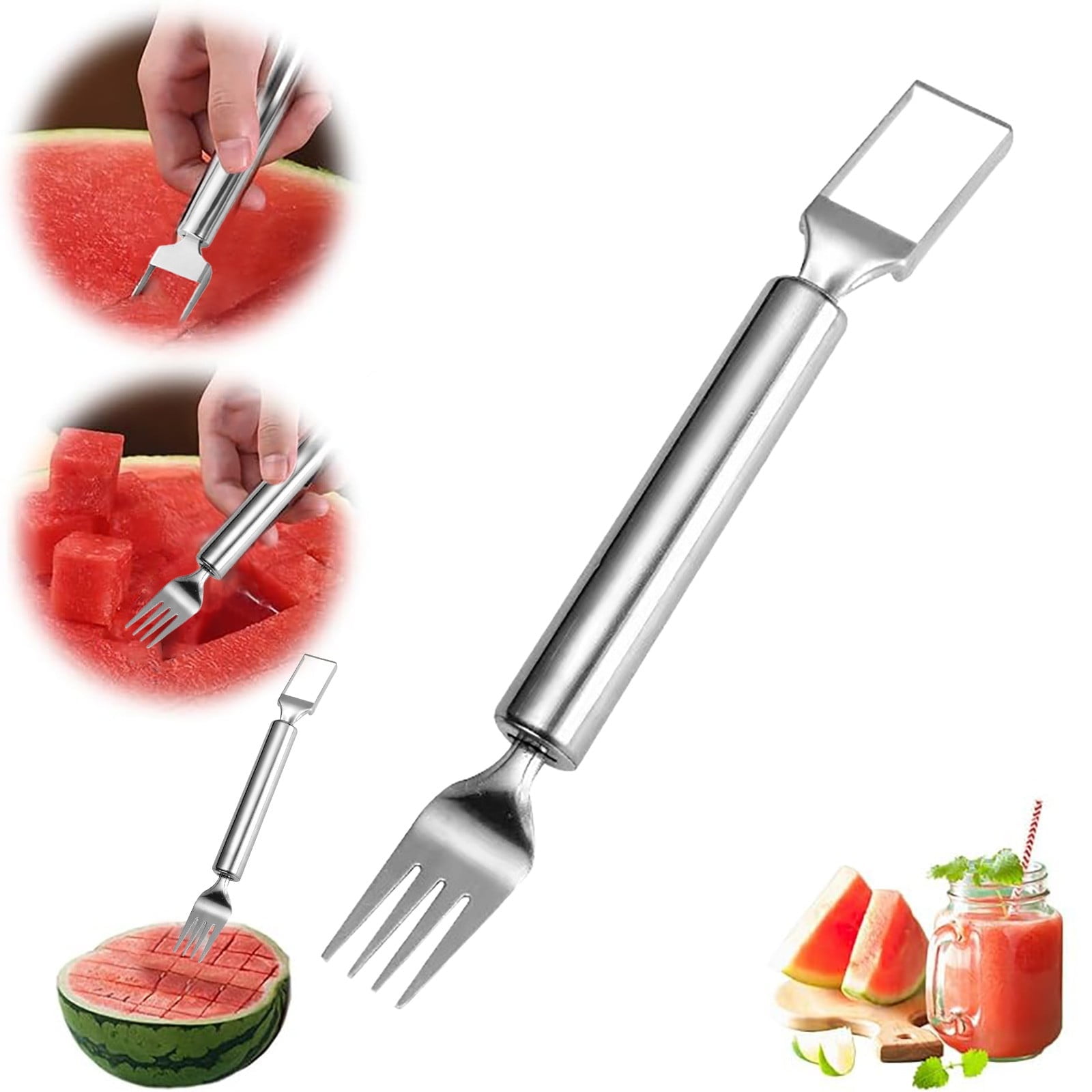 2-in-1 Fork Slicer Fruit Cutter, Stainless Steel Cutter Artifact ...