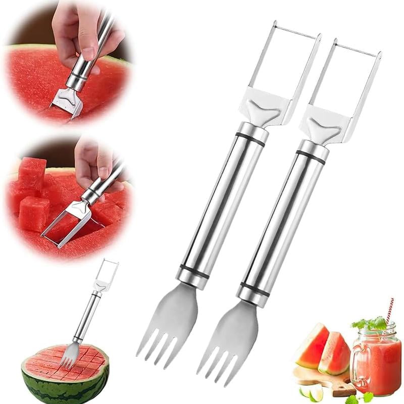 2-in-1 Watermelon Fork Slicer, Stainless Steel Fruit Cutter, Dual Head ...