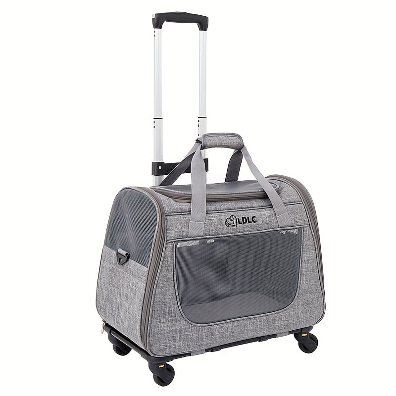 2-in-1 Wheeled Cat Carrier & Trolley - Foldable Mesh Design with ...