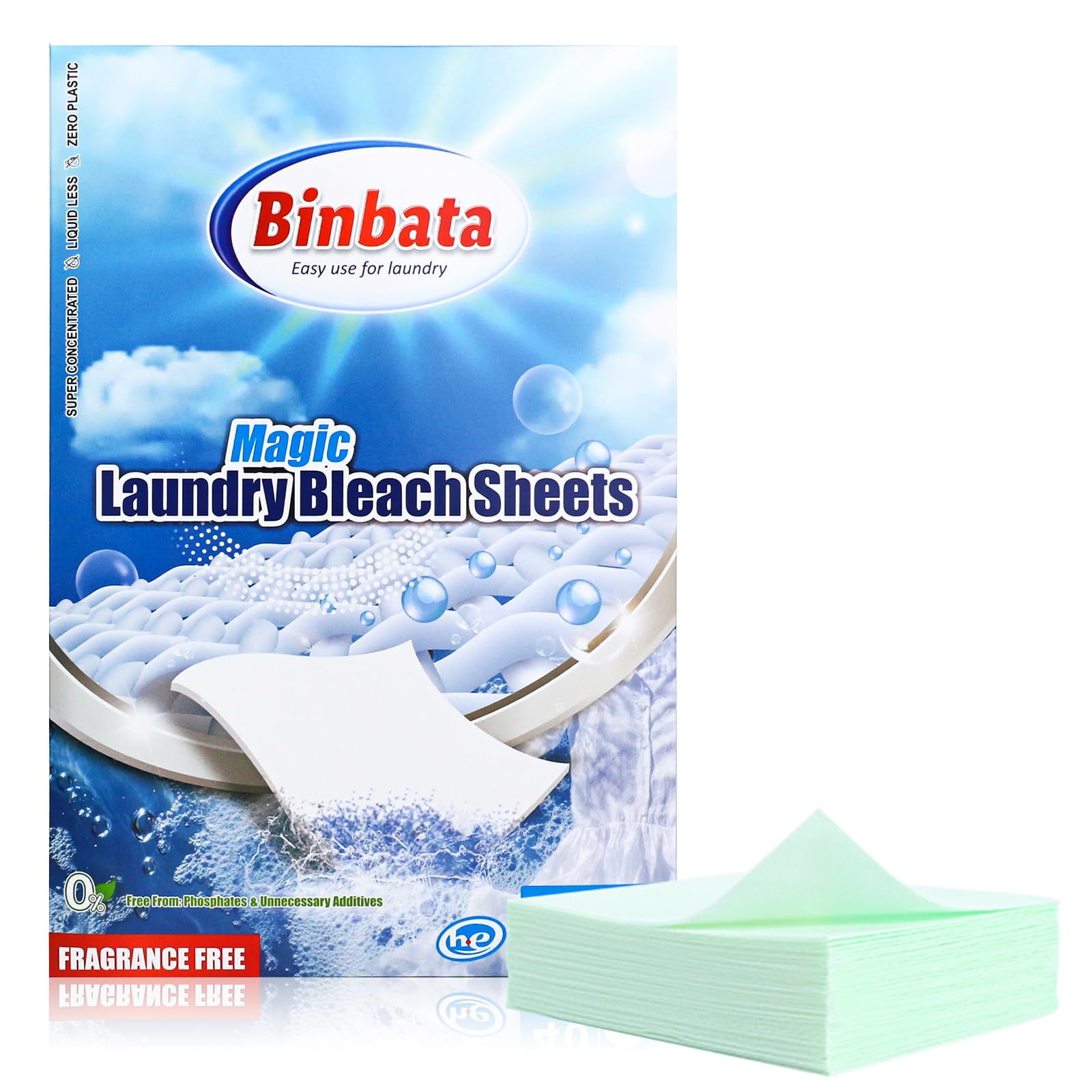 2-in-1 Whitening Laundry Detergent Sheets 40 Loads, Unscented Hypoallergenic Eco Laundry Bleach ...