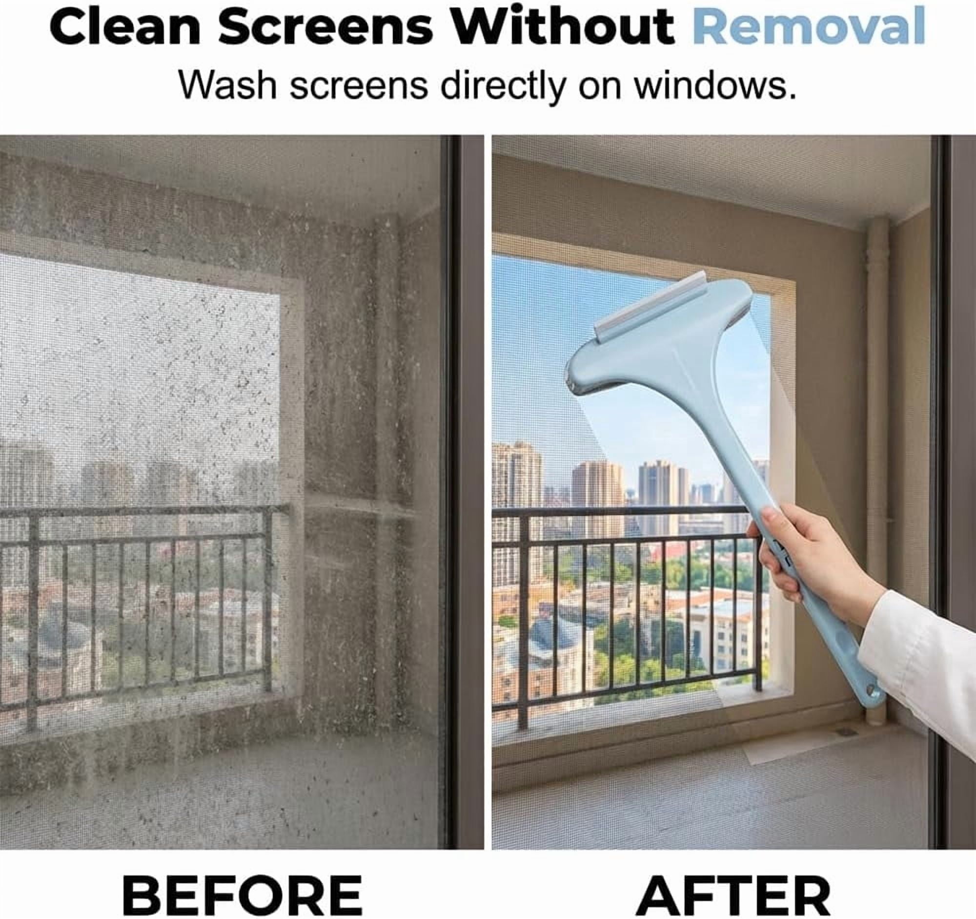 2-in-1 Window Cleaning Brush With Long Handle Squeegee Home Glass ...