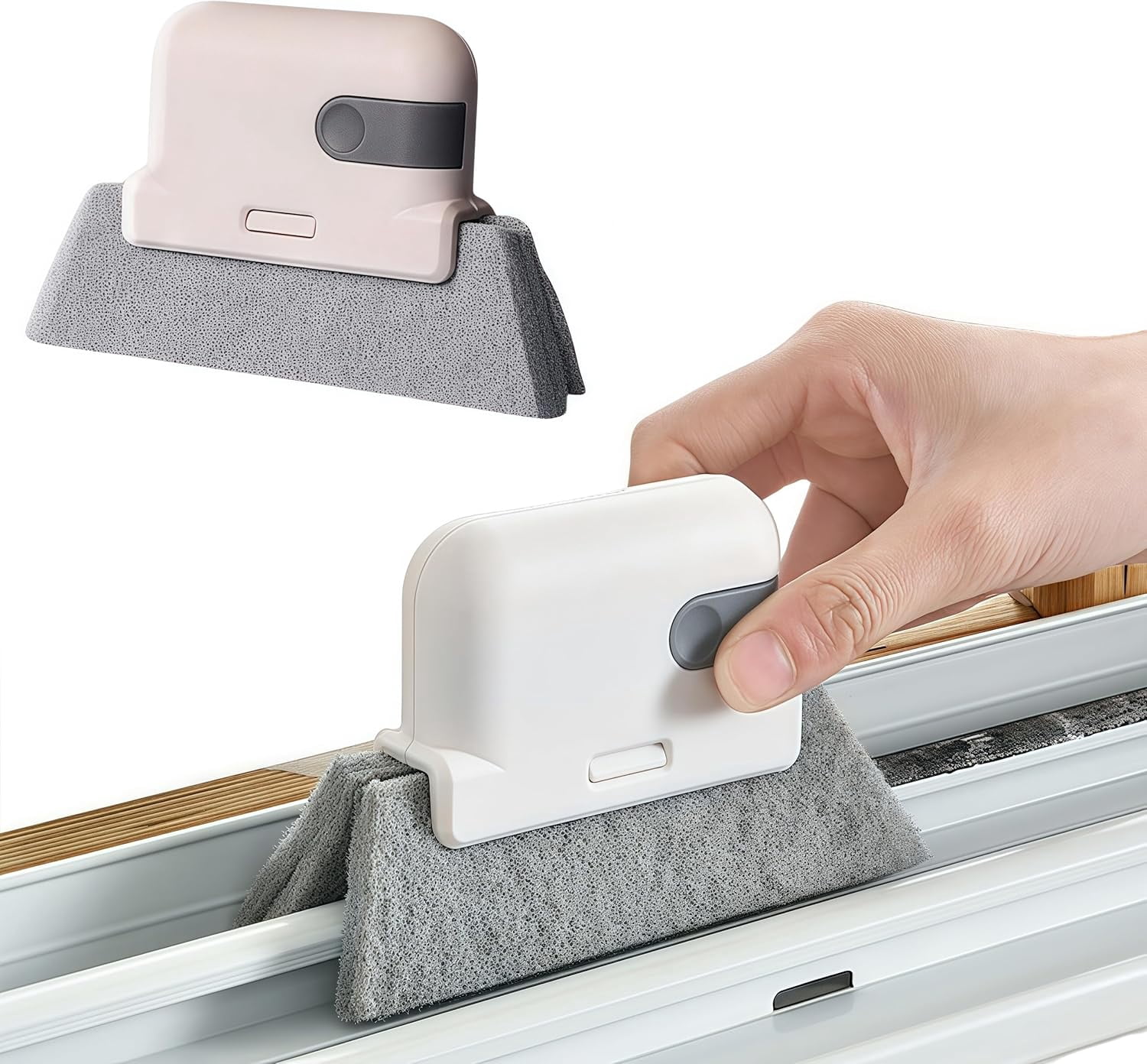 2-in-1 Window Track Cleaning Brush with Detachable Head, PP and ...