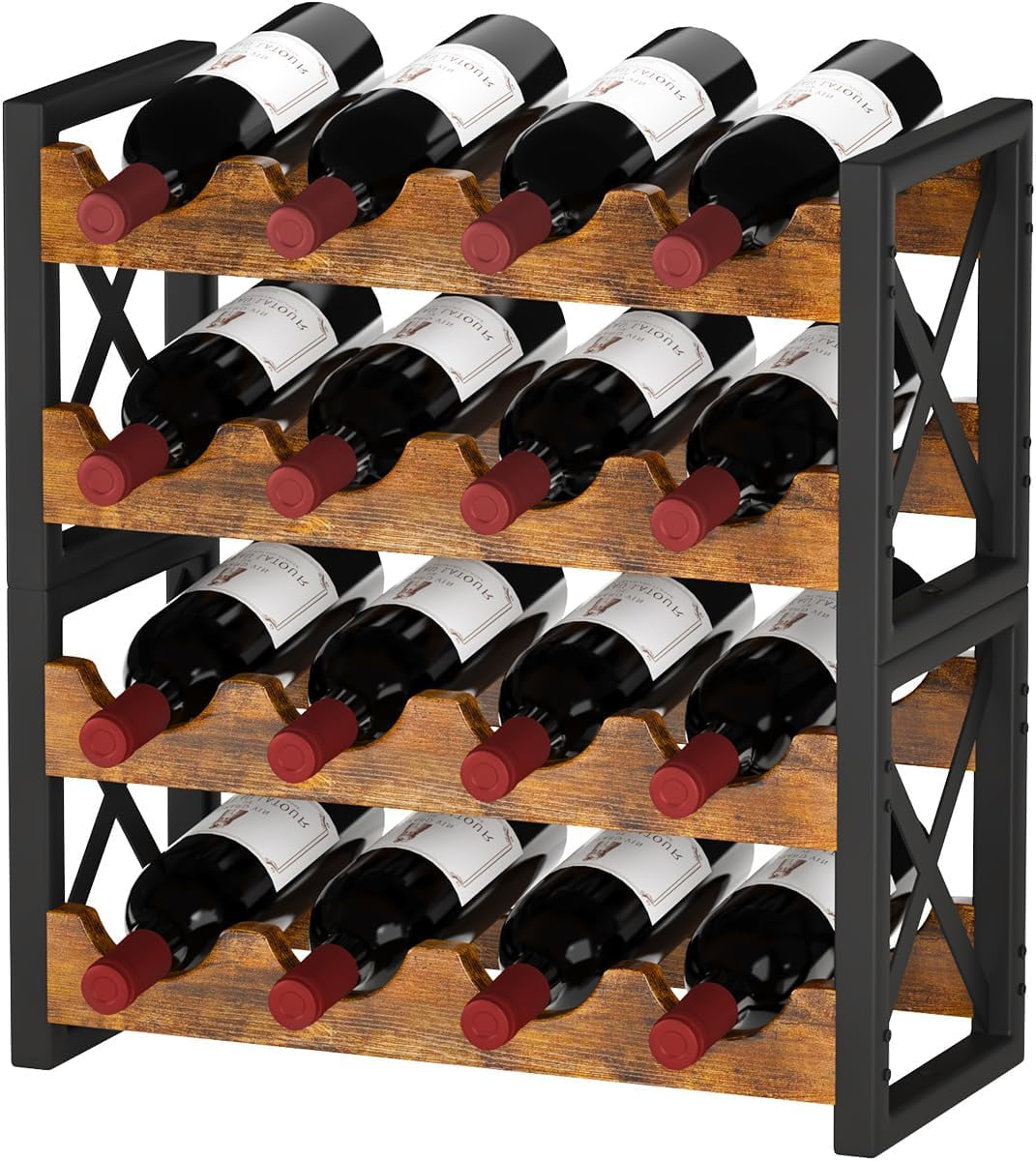 2-in-1 Wine Rack Countertop, Small Wine Rack Organizer Holder, Wooden ...