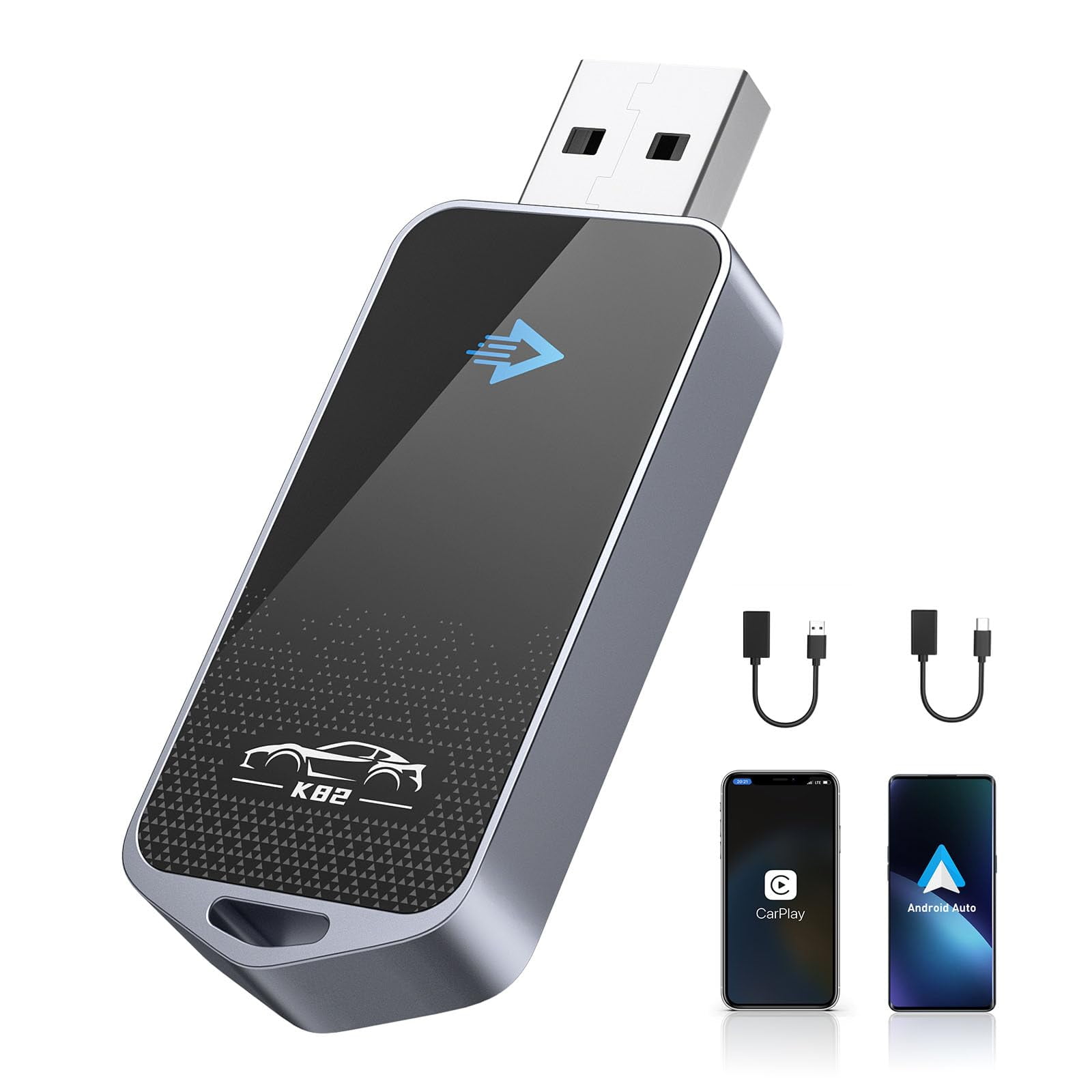 2-in-1 Wireless Adapter for Android Auto & Apple CarPlay, Plug & Play ...