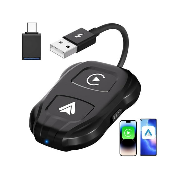 2-in-1 Wireless CarPlay Adapter & Android Auto Upgrade Dongle Convert ...