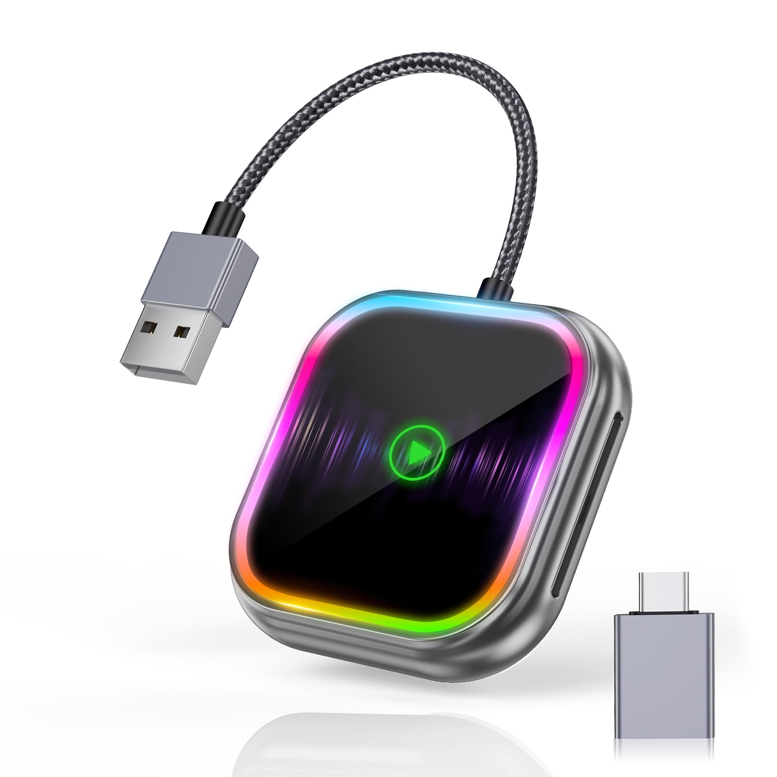 2-in-1 Wireless CarPlay & Android Auto Adapter, Dual-Band 5GHz WiFi & Bluetooth Dongle with LED ...