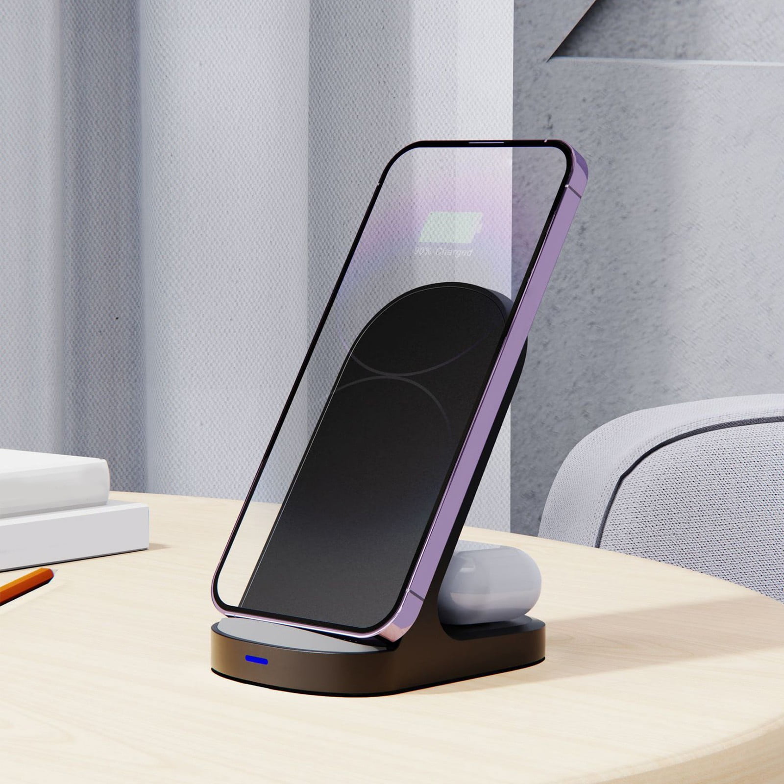 2-in-1 Wireless Charger, 15W Fast Charging Station, Phone Earbuds ...