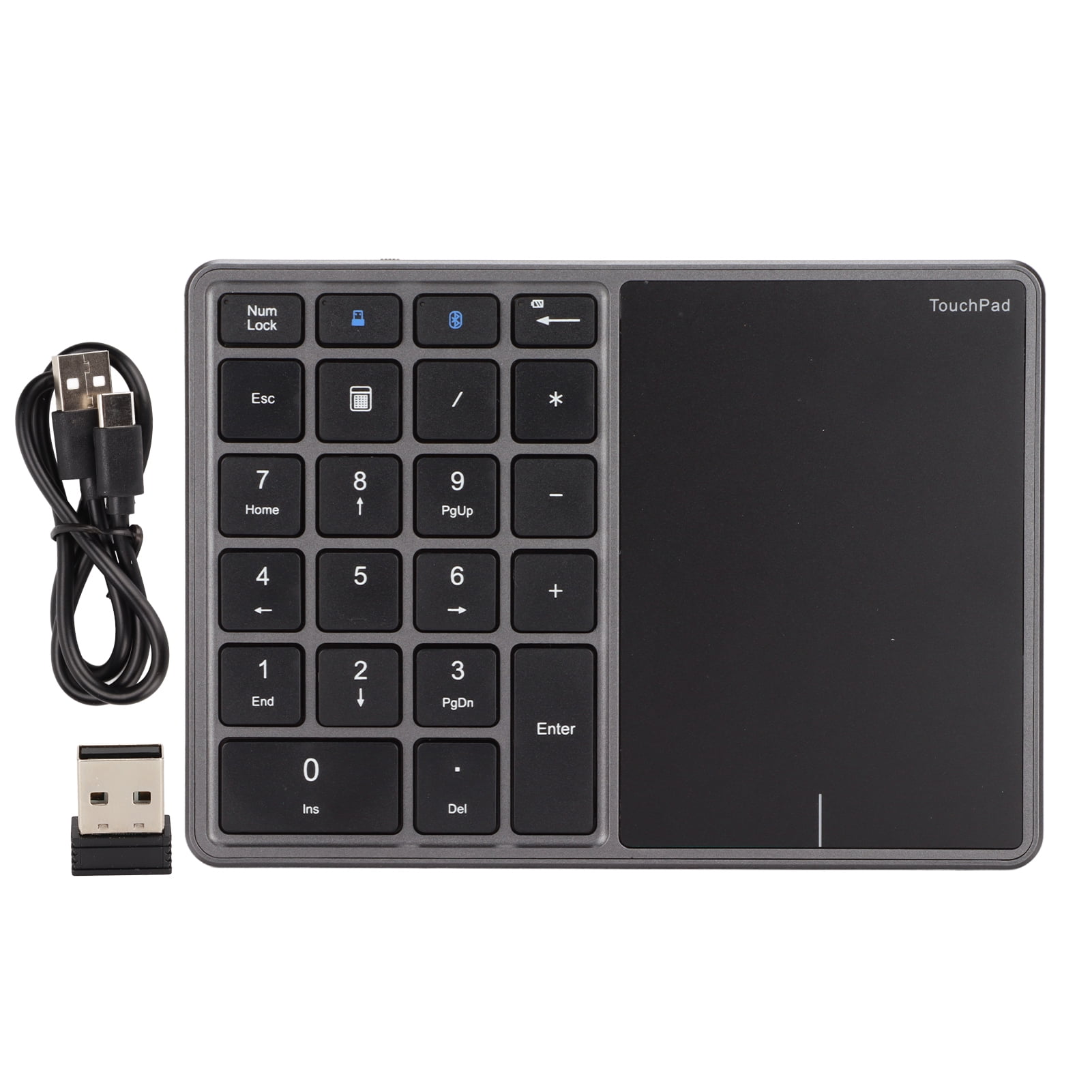 2 in 1 Wireless Number Pad Touchpad 22 Keys Wireless BT4.2 2.4G Type C ...