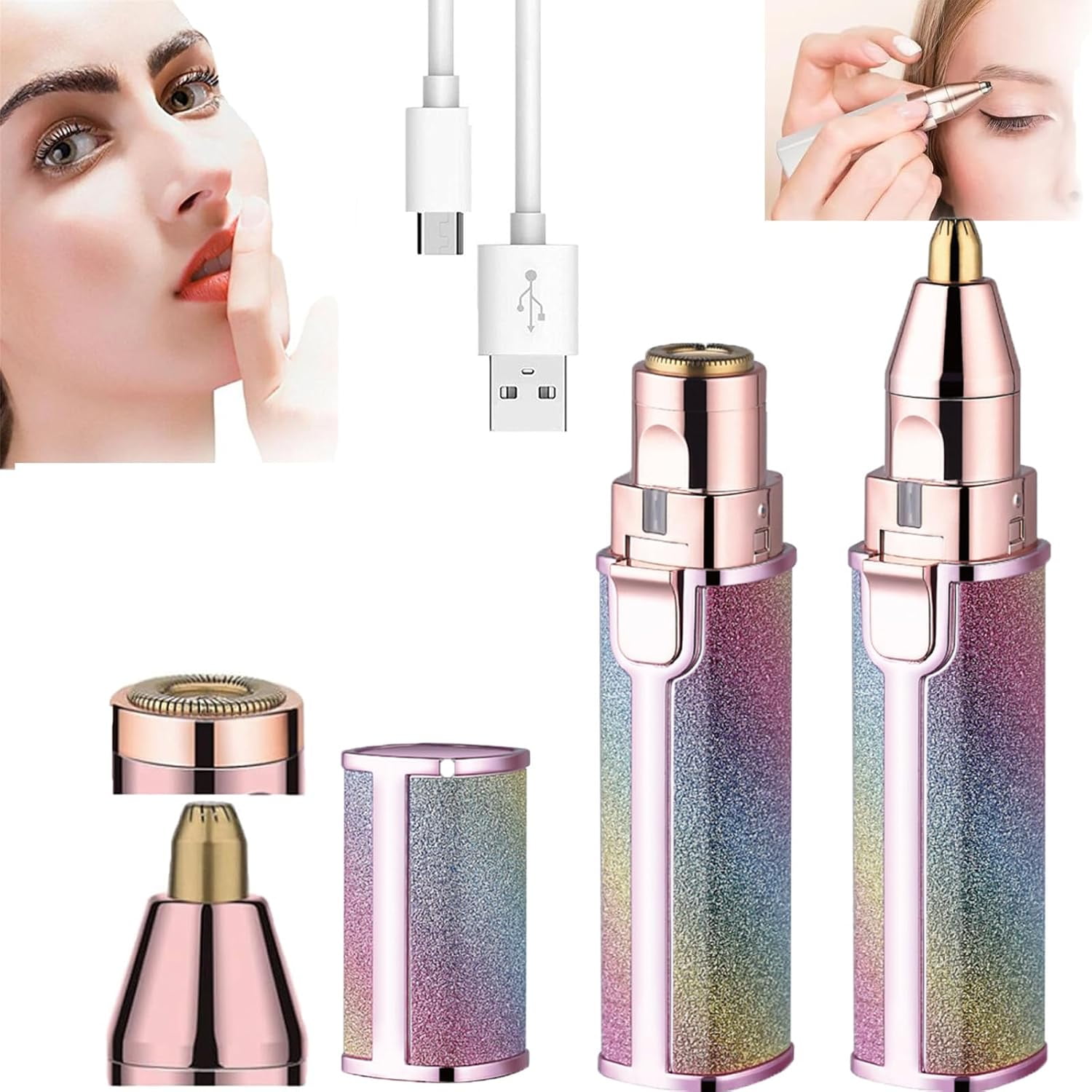 2-in-1 Women's Eyebrow and Facial Hair Removal Device, Electric ...