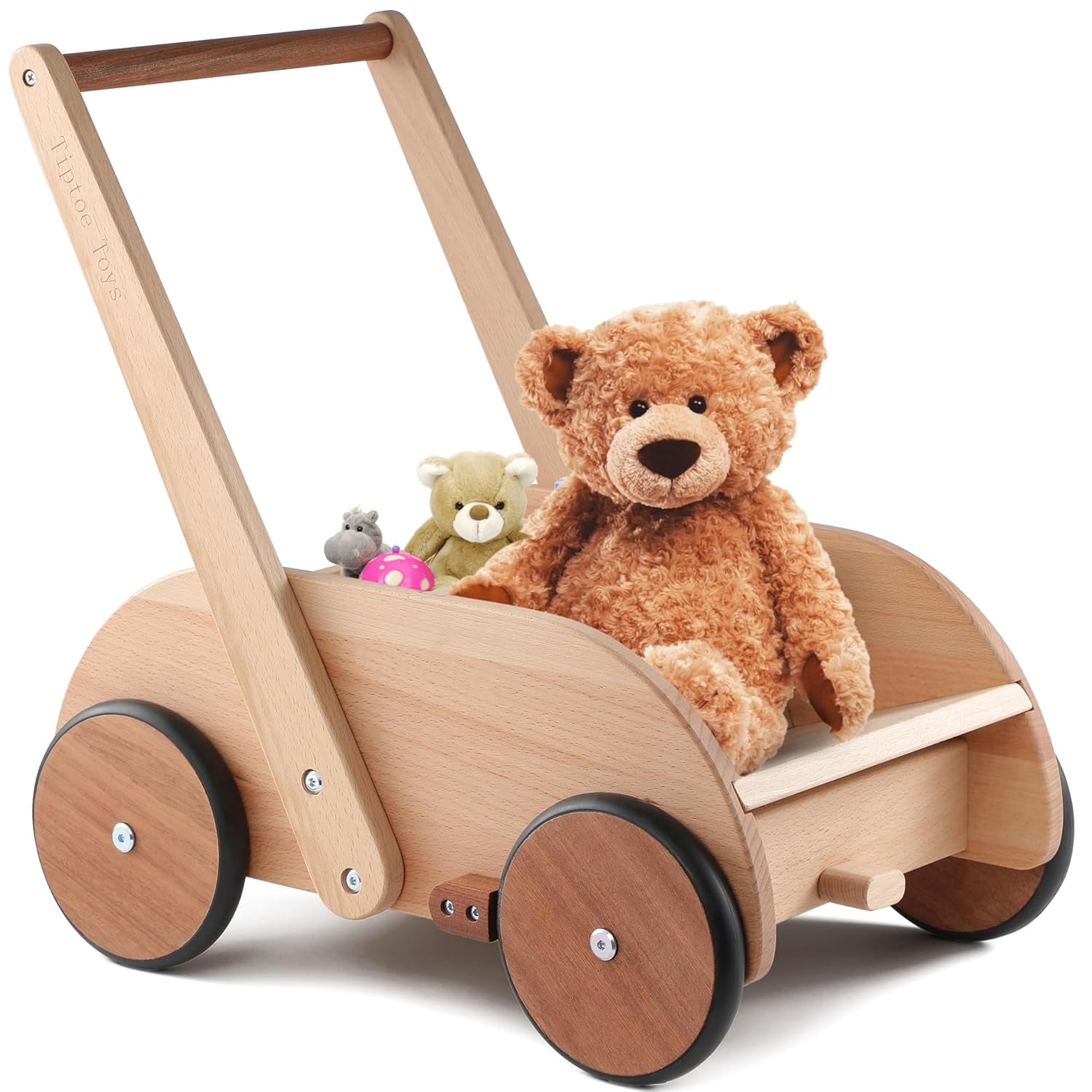 2-in-1 Wooden Baby Walker with Sit-to-Stand Learning | with Adjustable ...