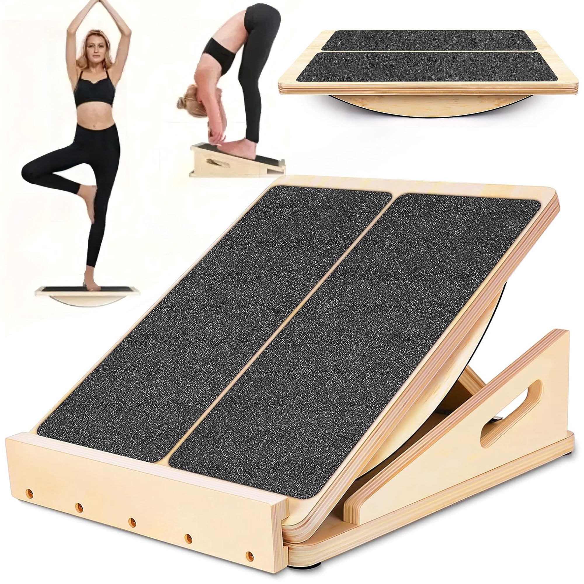 2-in-1 Wooden Balance Board & Slant Board & Slant Board, Four ...