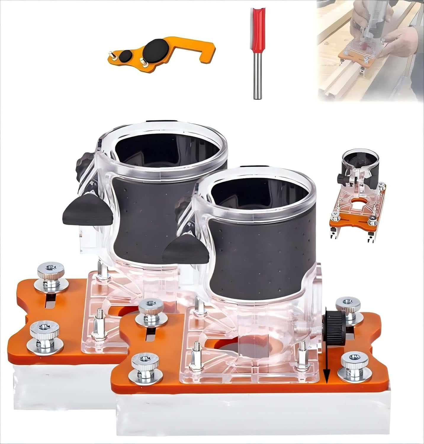 2-in-1 Woodworking Trimmer Slotting Auxiliary Positioning Bracket,Sturdy Adjustable Router Base ...