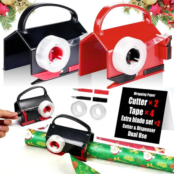 2-in-1 Wrapping Paper Cutter & Tape Dispenser, Christmas Gift Wrap ...