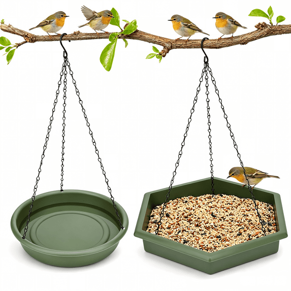 2-in-1 XL Hanging Bird Bath & Feeder for Outside, Large Capacity Bird ...