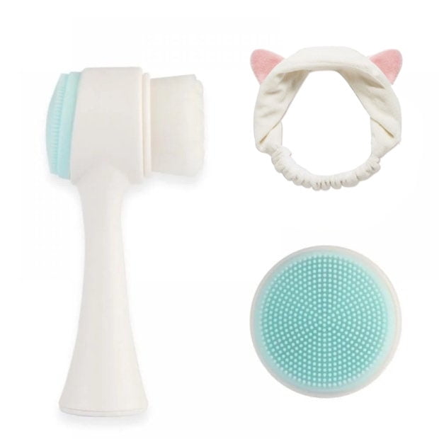 2-in-1 blue color manual silicone Massager facial cleansing brush to ...