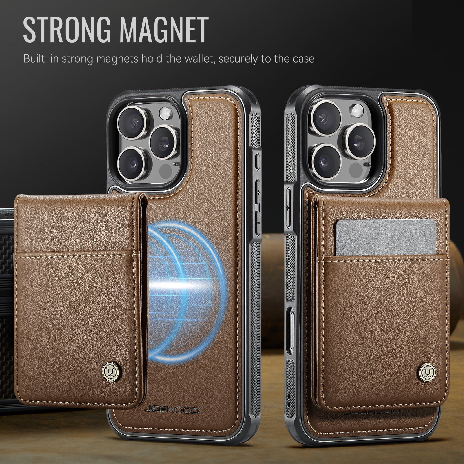 2 in 1 detachable magnetic leather phone case for iPhone 16 pro max 15 plus 14 13 12 11 MagSafe ...