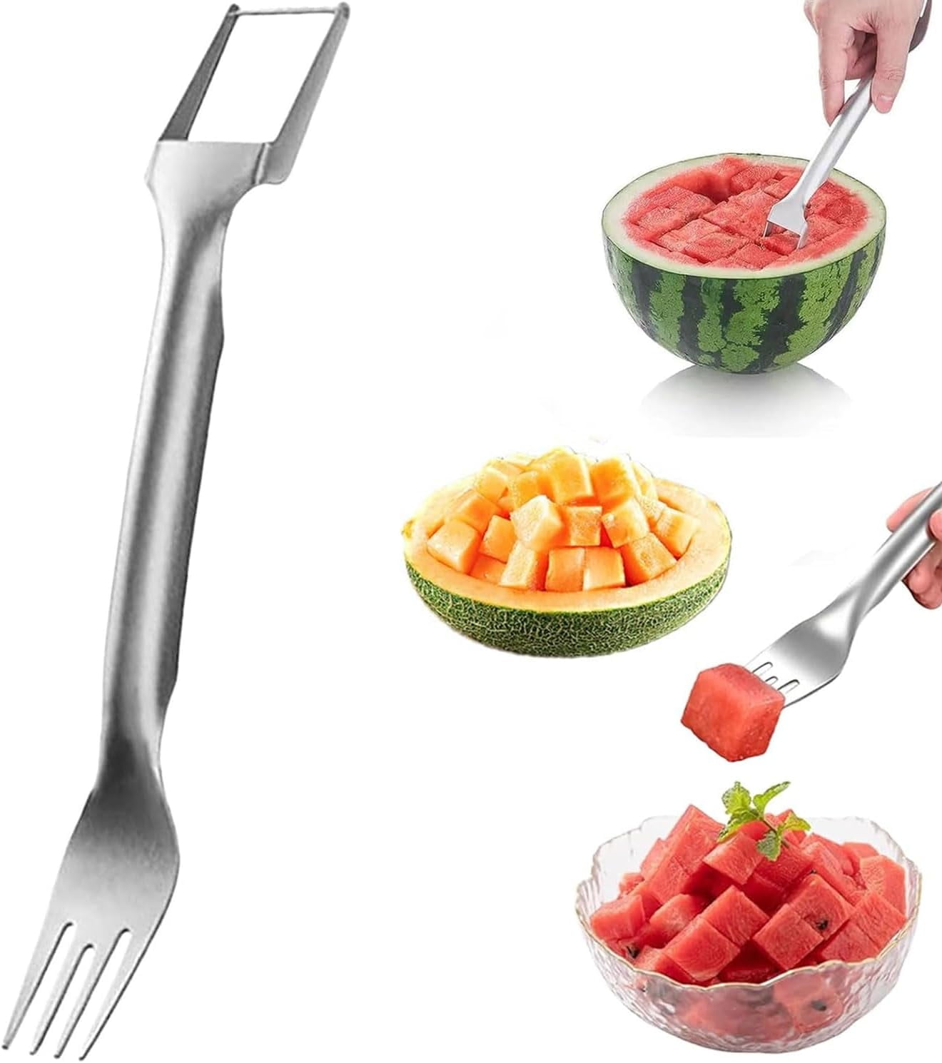 2-in-1 stainless steel fruit slicer, watermelon fork slicer, slicing ...