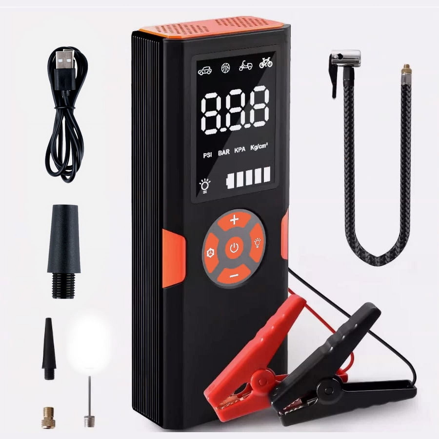 2-in-1 starter power&inflator power supply 1400A peak with 150 PSI tire ...