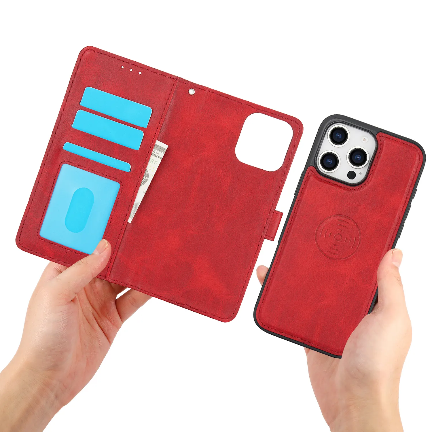 2-in-1 with card holder PU leather magnetic detachable bracket ...