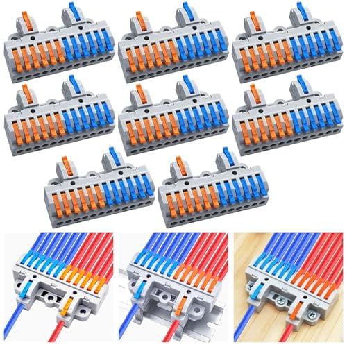 2-in-12-out Terminal Block Kit (8 Sets), High Density Lever Wire ...
