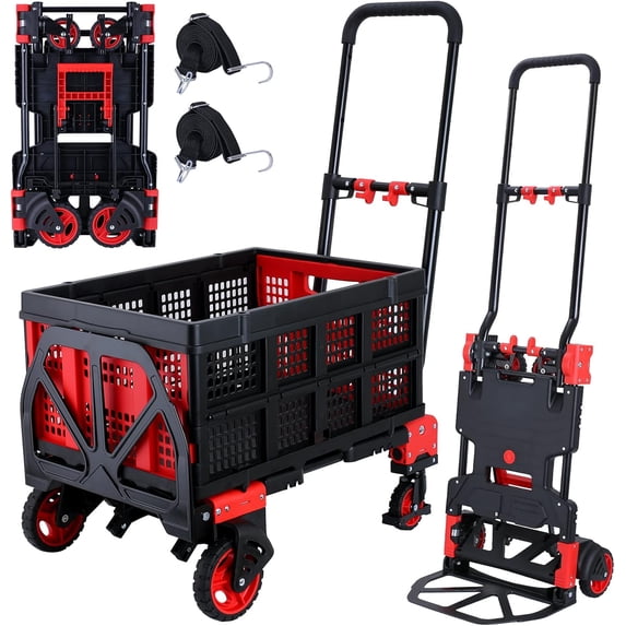 2-in-1Hand Foldable with Folding Basket,330LBS Capacity Handtruck,Hand ...