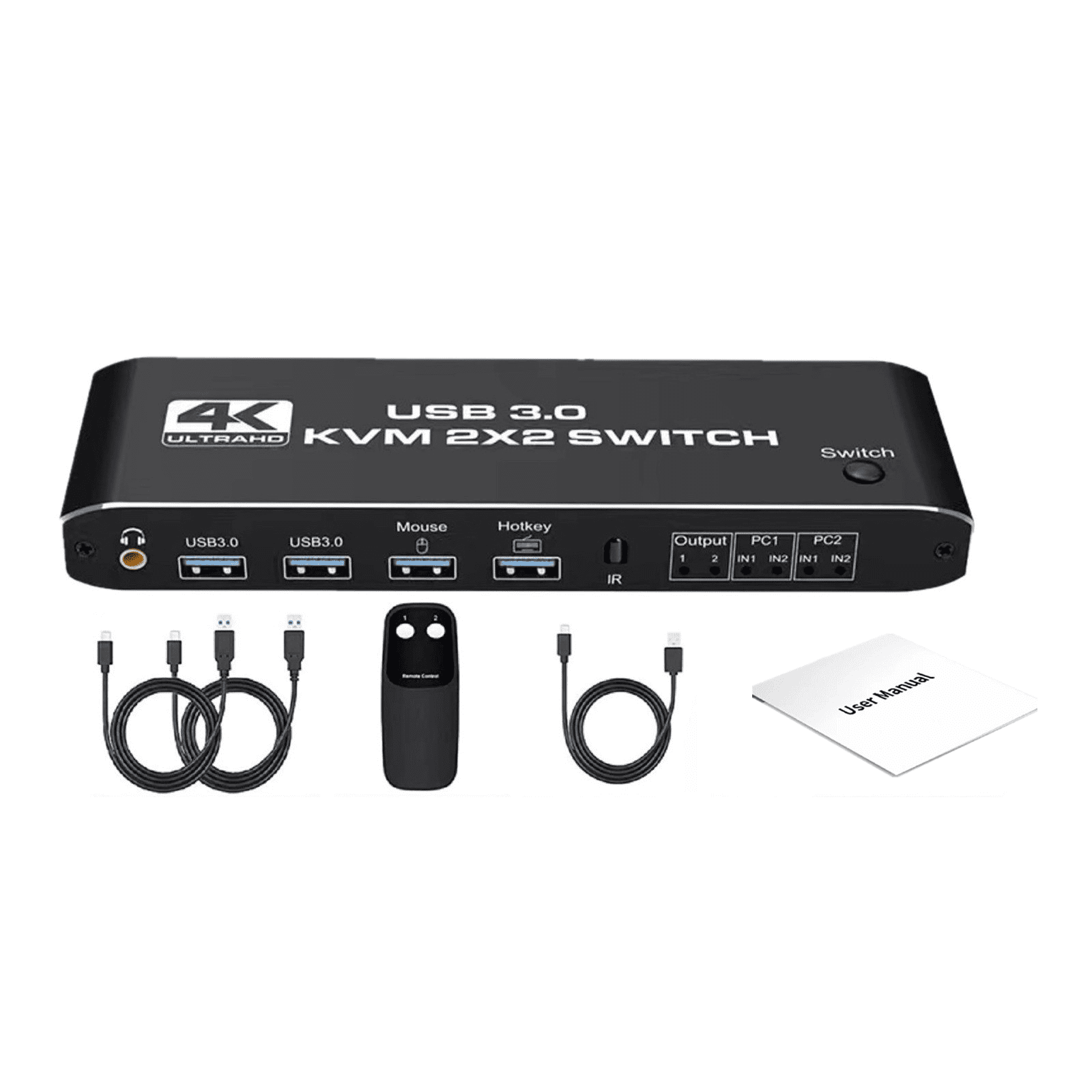 2 in 2 Out 4K HDMI KVM Switch 2x1, Dual Monitor Switch HDMI Switch with ...