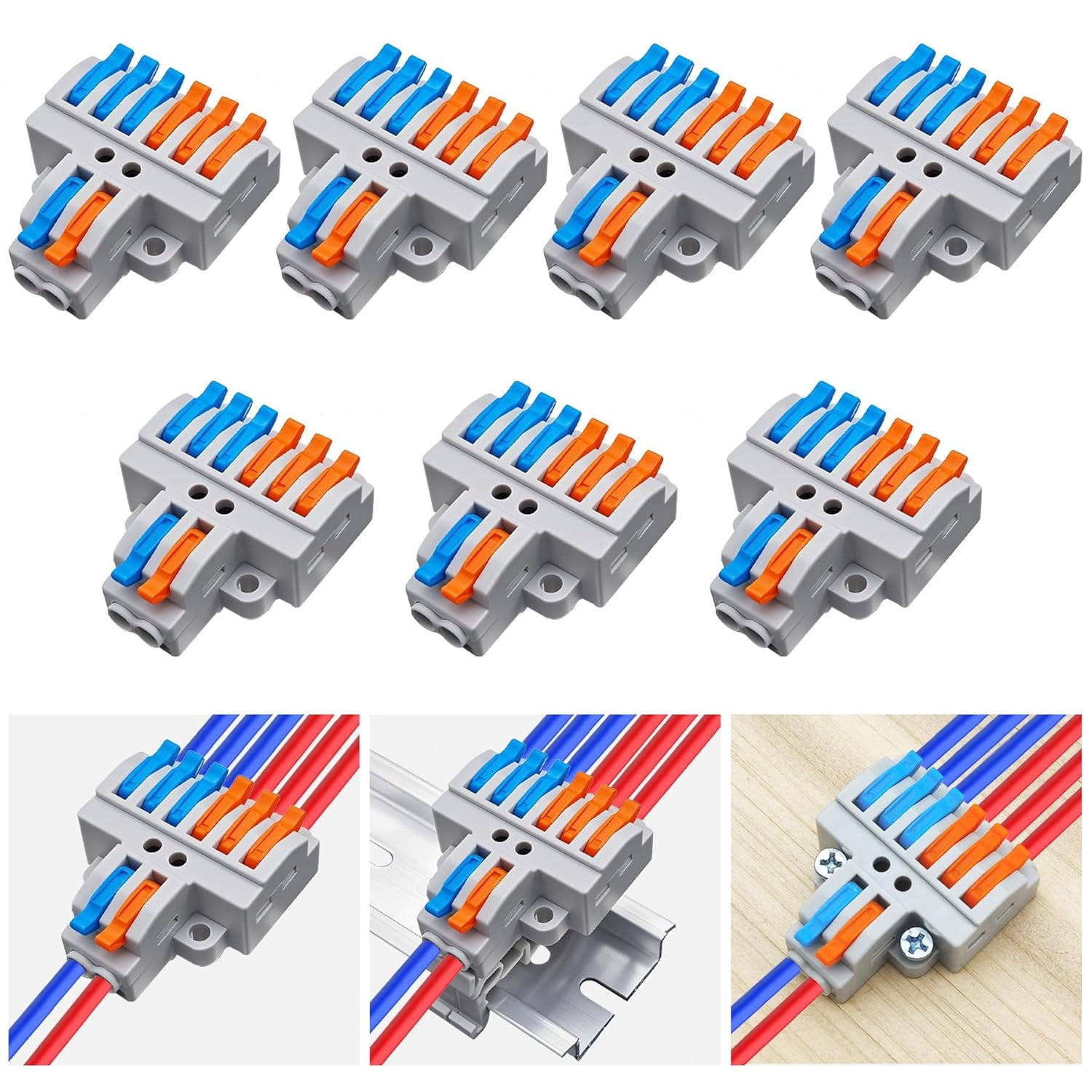 2-in-6-out Lever Terminal Block Kit, Fast Splicing Wire Connectors ...