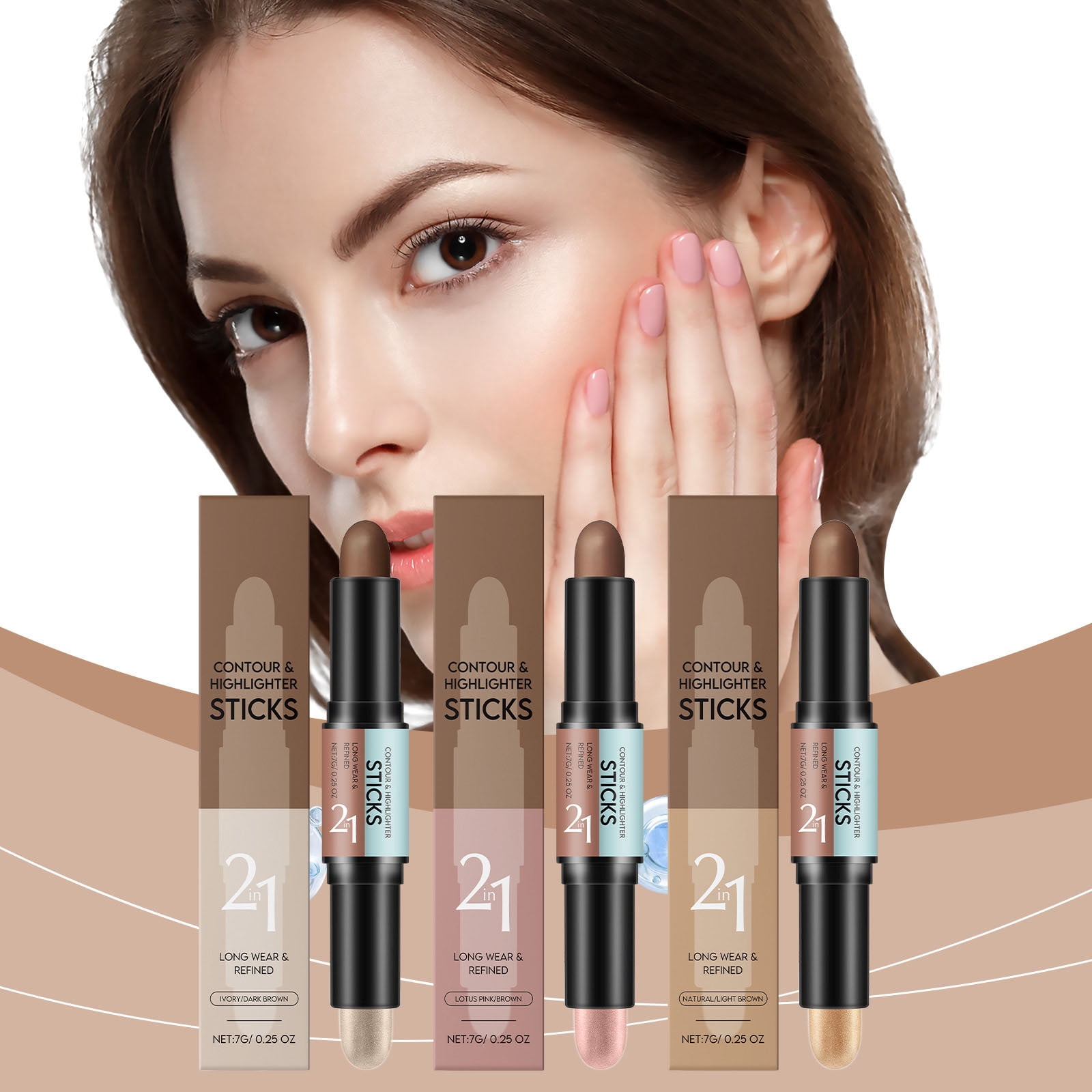 2-in- Highlight Stick, Sculpting Long-lasting Blendable Highlight Stick ...