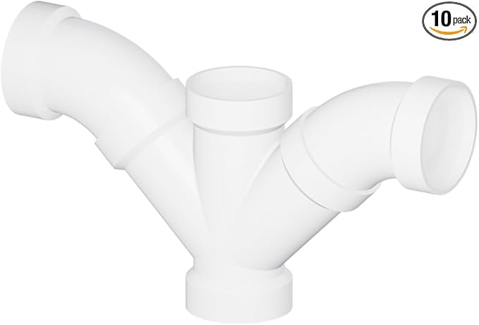 2 in. PVC DWV Double Combination Wye & 1/8 Bend 45° Elbow Hub, White ...