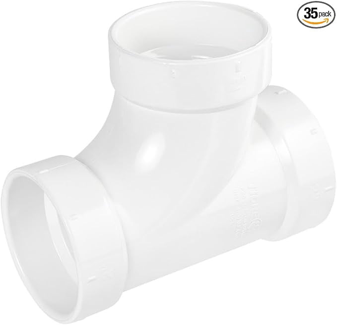 2 in. PVC DWV Drain Waste Vent Sanitary Tee Hub, White PVC Drain, Waste ...
