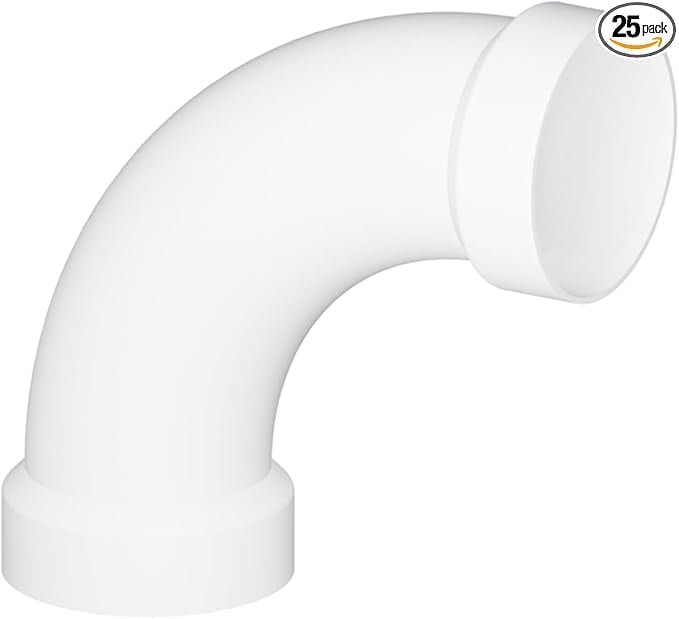 2 in. PVC DWV Long Sweep 1/4 Bend 90° Elbow, Hub x Hub Plumbing Fitting ...