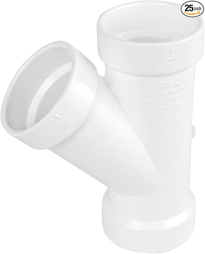 2 in. PVC DWV Wye Hub, White PVC Drain, Waste & Vent Fitting, (25 Pack ...