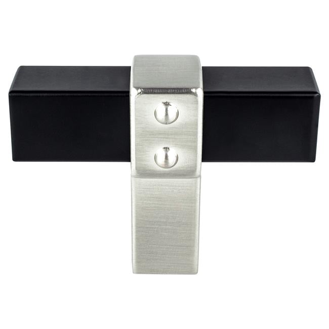 2 in. Rivet Rebel T-Shape Cabinet Post Knob, Matte Black Bar & Brushed ...