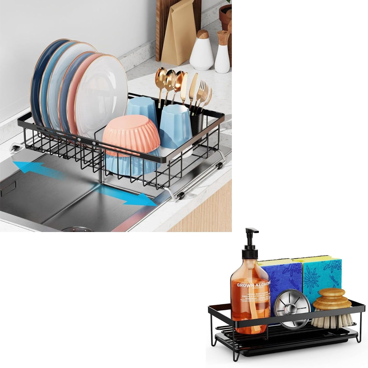 2 in Set Expandable Sink Dish Rack and 2 Tier Dish Rack, Bundle Sales ...