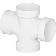2 in. White PVC DWV Double Sanitary Tee Hub PVC Drain, Waste & Vent ...