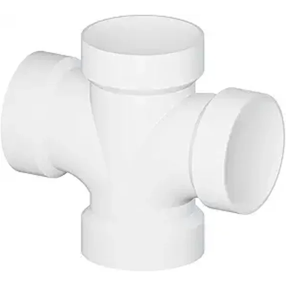2 in. White PVC DWV Double Sanitary Tee Hub PVC Drain, Waste & Vent ...